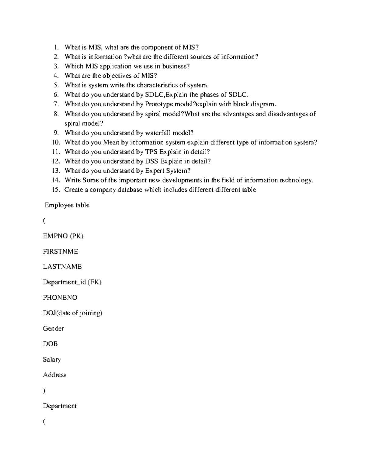 Ism Lab assignment qs - What is MIS, what are the component of MIS? What is information ?what ...
