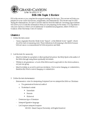 Exam 1 review - study guide for exam 1 over topics 1-3 - Canon ...
