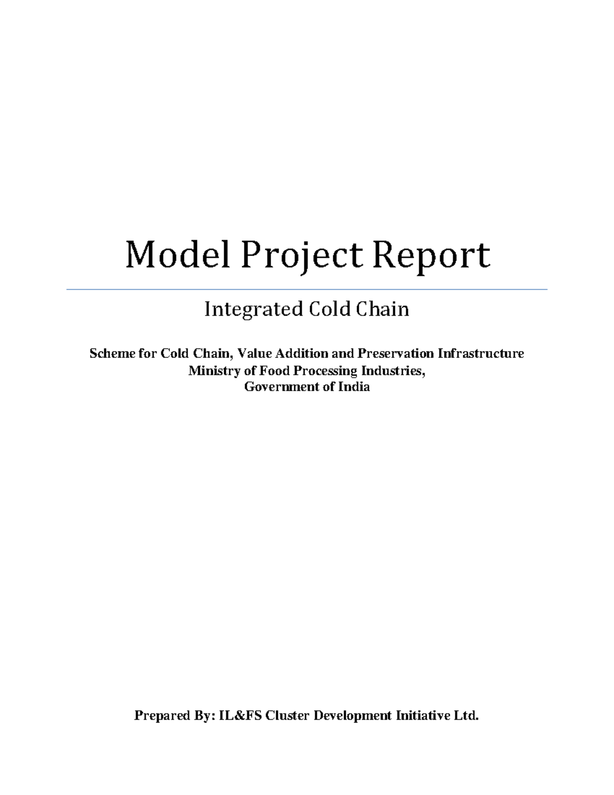 Cold storage project report - Model Project Report Integrated Cold ...