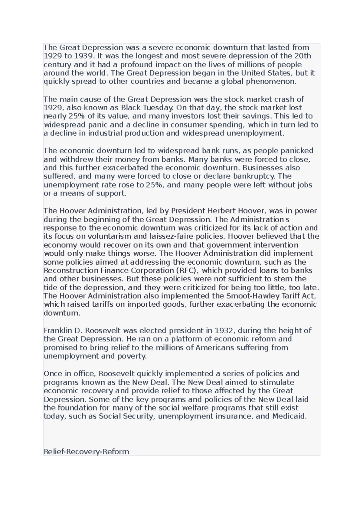 The Great Depression - It was the longest and most severe depression of ...