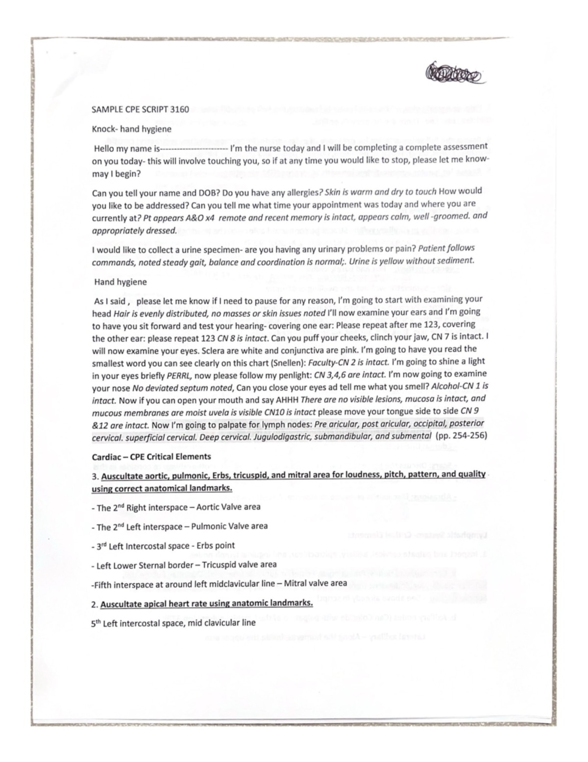 Sample CPE Script - NSG 3160 - Studocu