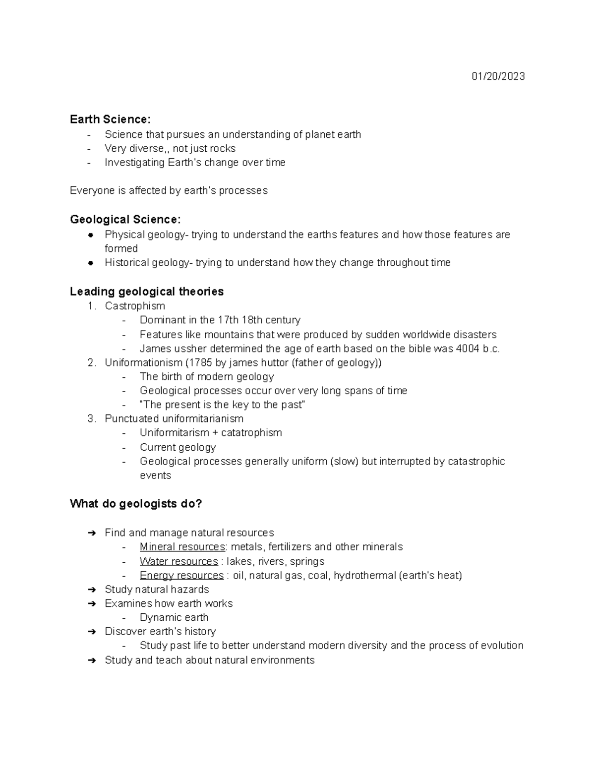 EES 101 (1) 01 23 - notes - 01/20/ Earth Science: Science that pursues ...