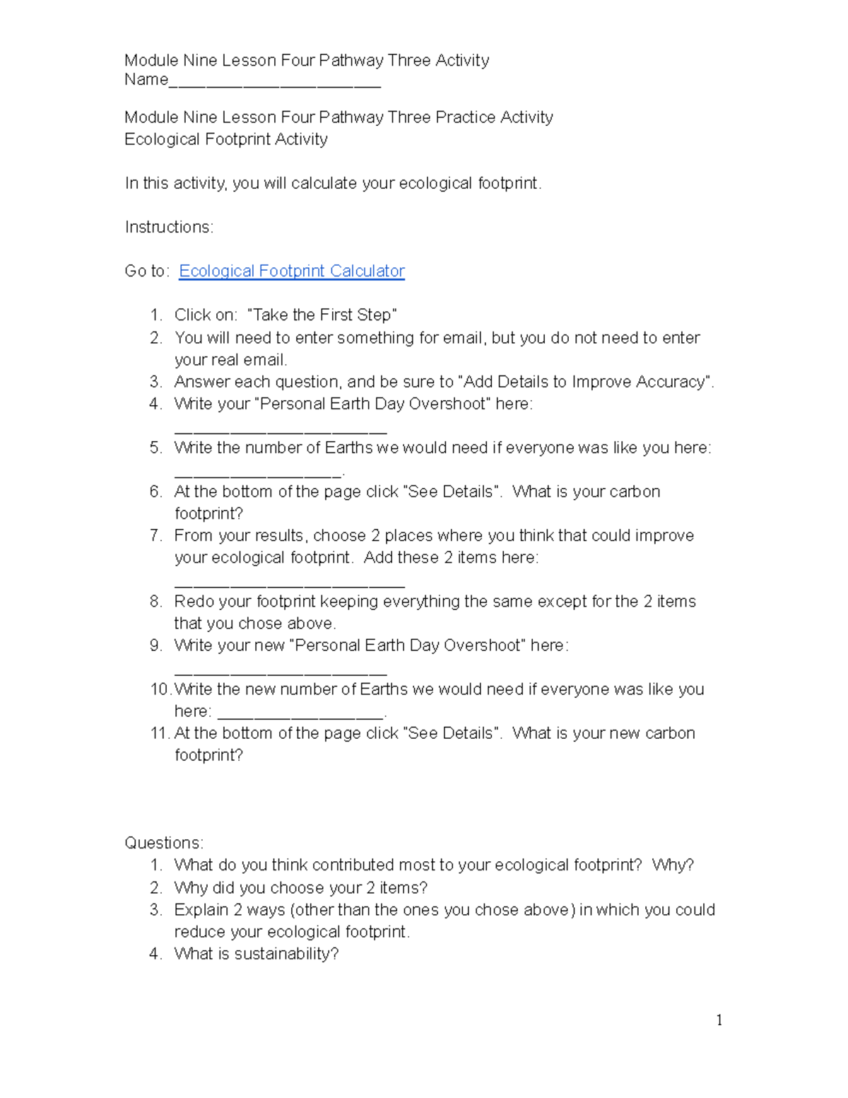 Module Nine Lesson Four Pathway Three Activity - Module Nine Lesson Four Pathway Three Activity ...