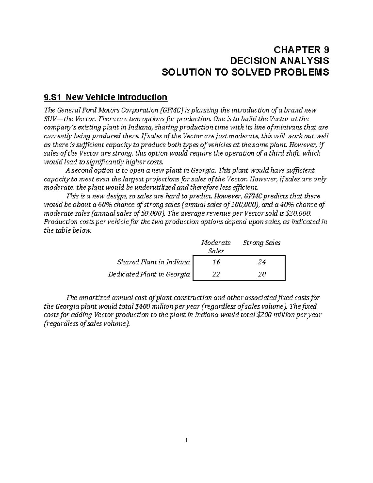 Chapter 9 Decision Analysis Solution TO Solved Problems - CHAPTER 9 ...