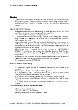 Module 3 notes - Module 3: Method Study Definition and objectives of ...