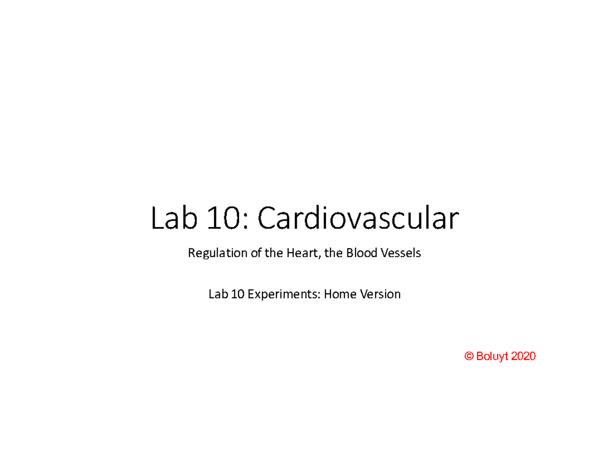BIO 111 Lab 10 Cardiovascular Home Version - Lab 10: Cardiovascular ...