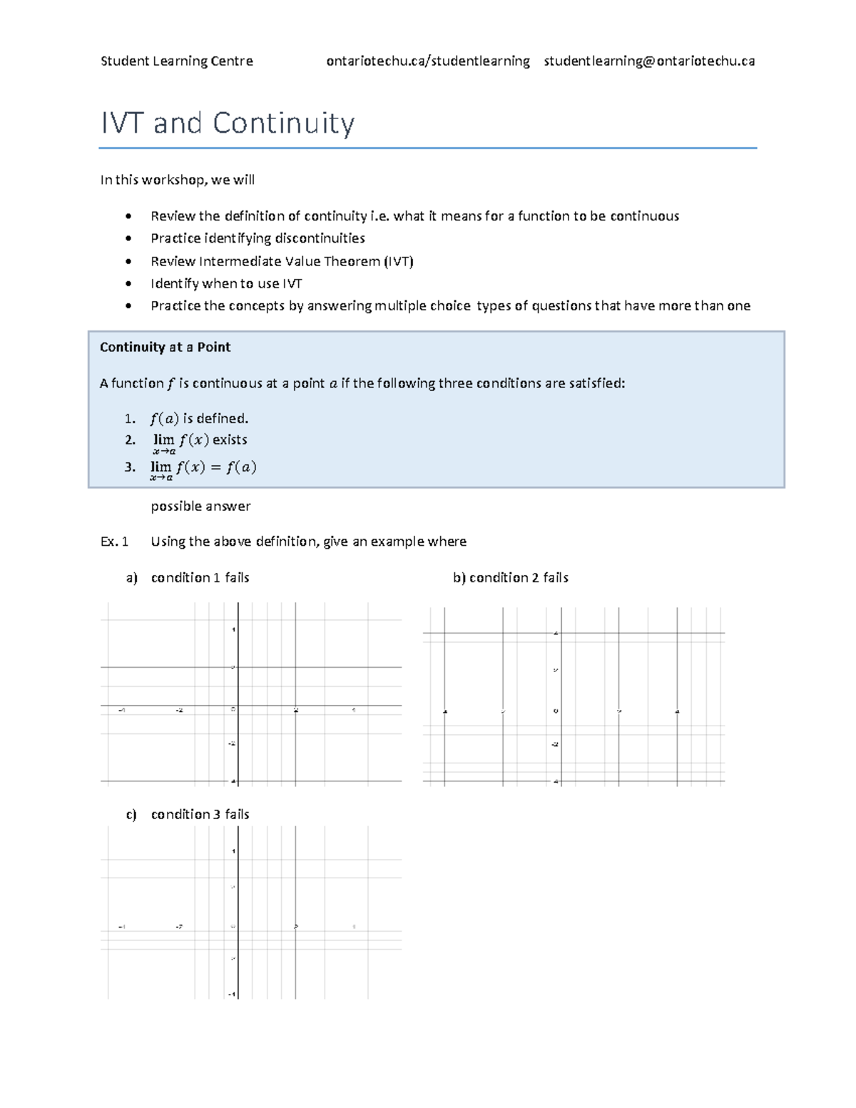 IVT and Continuity F 2023 - IVT and Continuity In this workshop, we ...