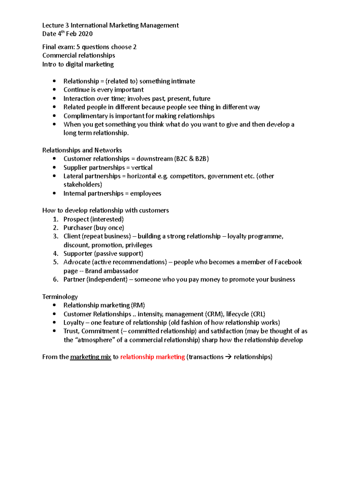 Lecture 3 International marketing management - Date 4th Feb 2020 Final ...