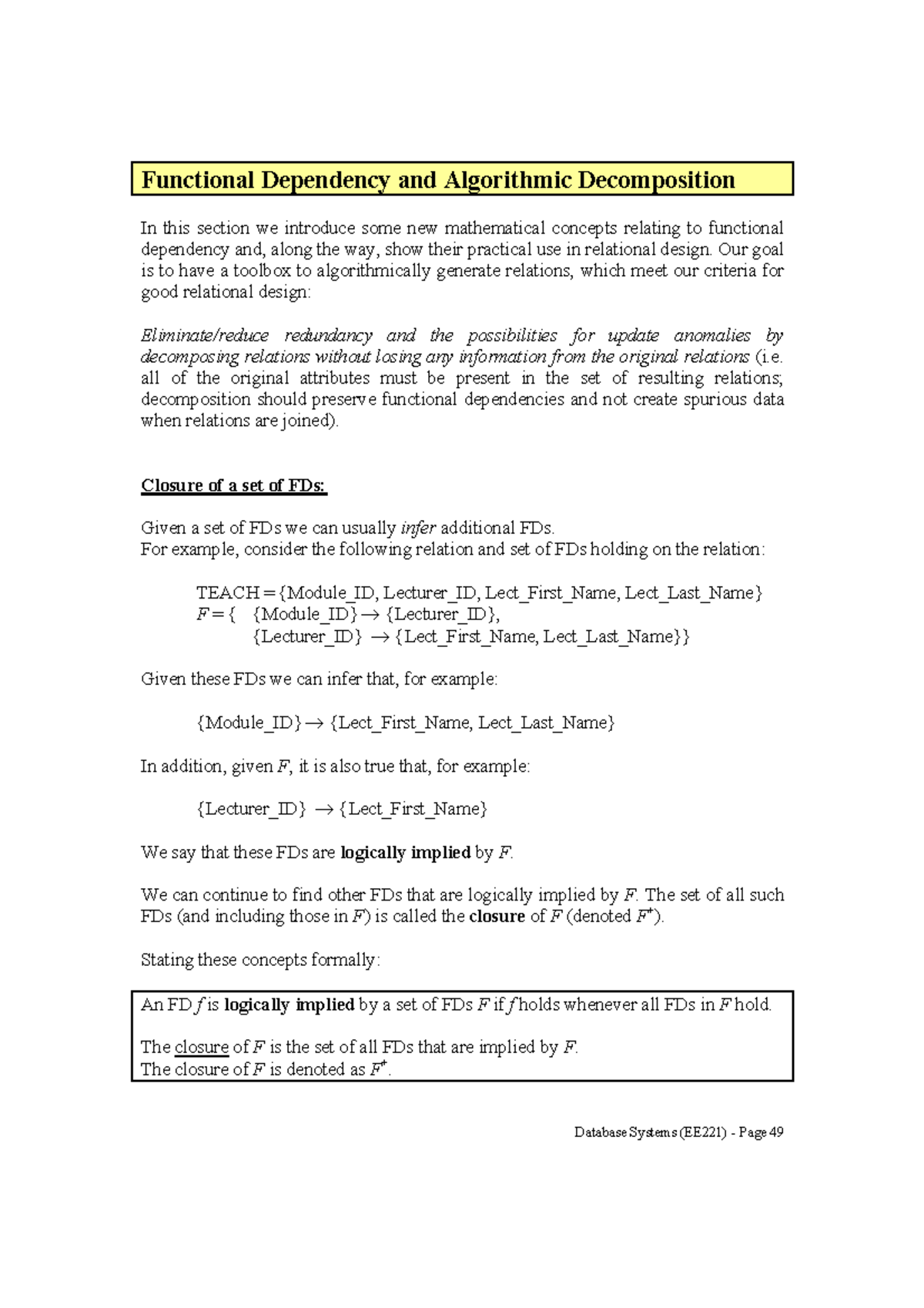 4. Minimal-Cover (C) in DBMS Systems for students - Functional Dependency and Algorithmic - Studocu