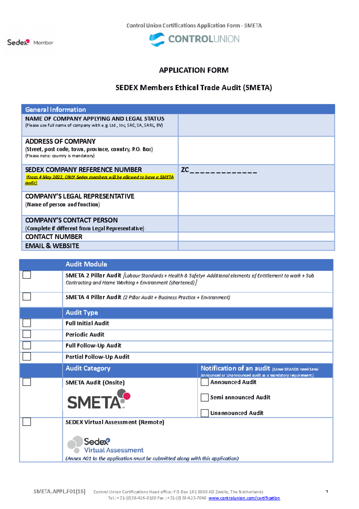 002. Smeta - notes - APPLICATION FORM SEDEX Members Ethical Trade Audit ...