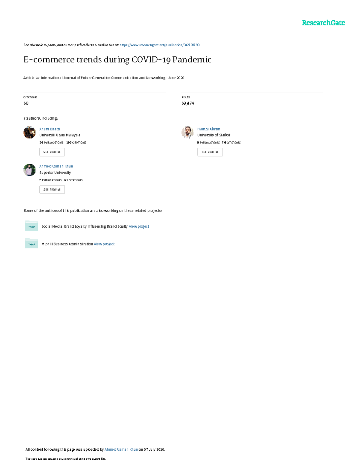 Anam Bhatti, Hamza Akram, Hafiz Muhammad Basit, Ahmed Usman Khan, Syeda ...