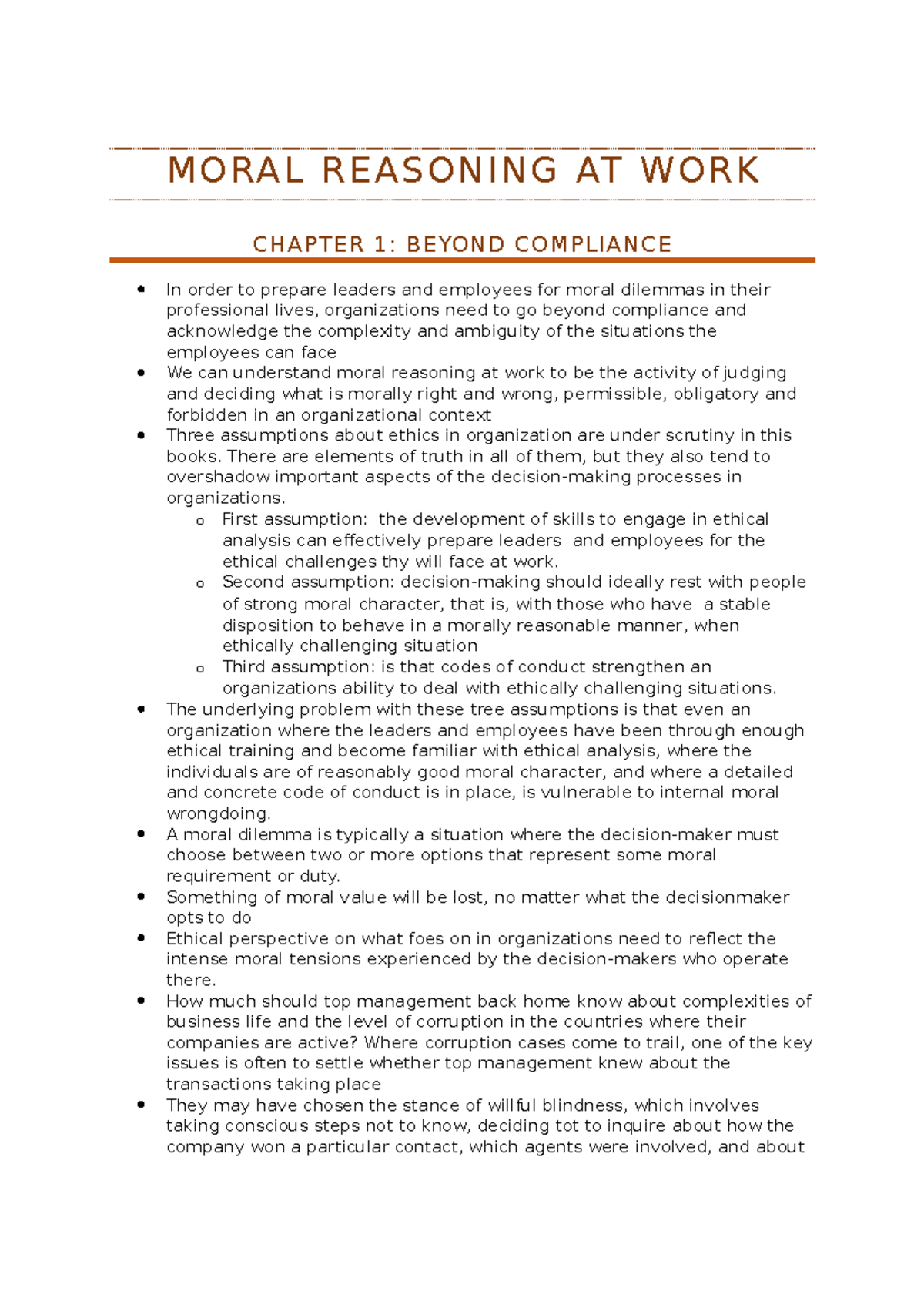 GRA6038 - Moral Reasoning at Work - MORAL REASONING AT WORK CHAPTER 1 ...