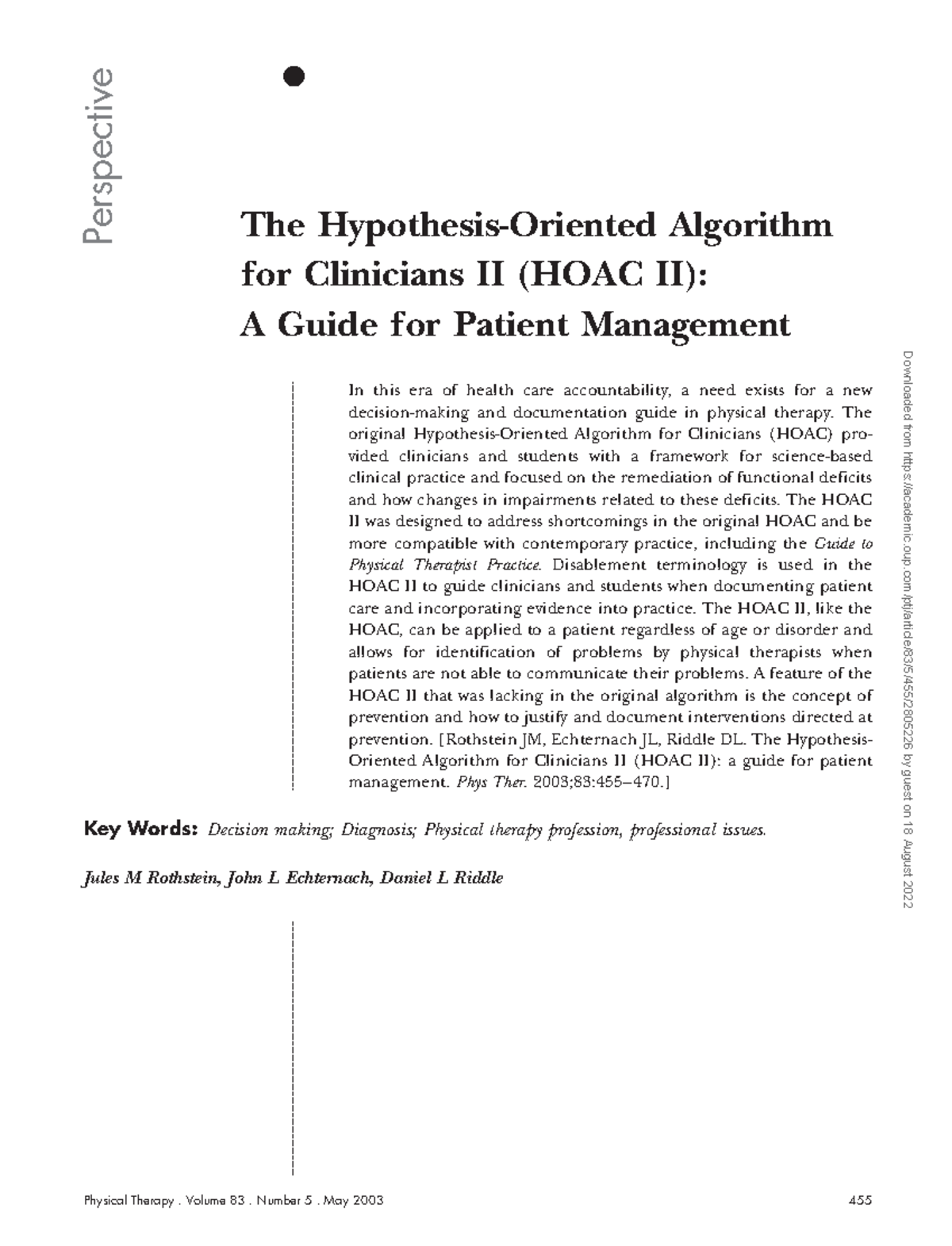 HOAC II - Buena - The Hypothesis-Oriented Algorithm for Clinicians II ...