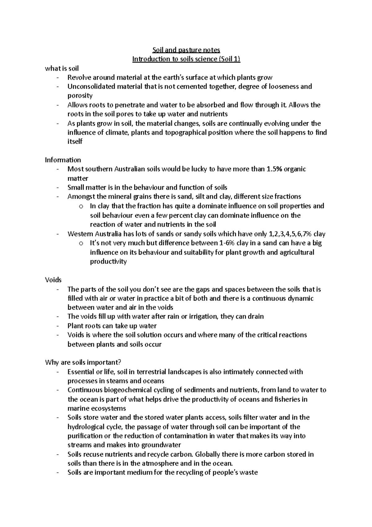 Soil and pasture notes - Soil and pasture notes Introduction to soils ...
