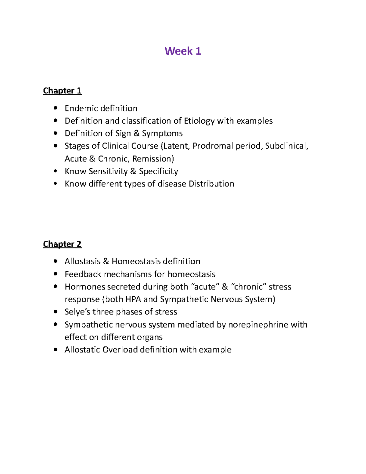 Week 1 Study Guide - Week 1 Chapter 1 Endemic definition Definition and classification of - Studocu