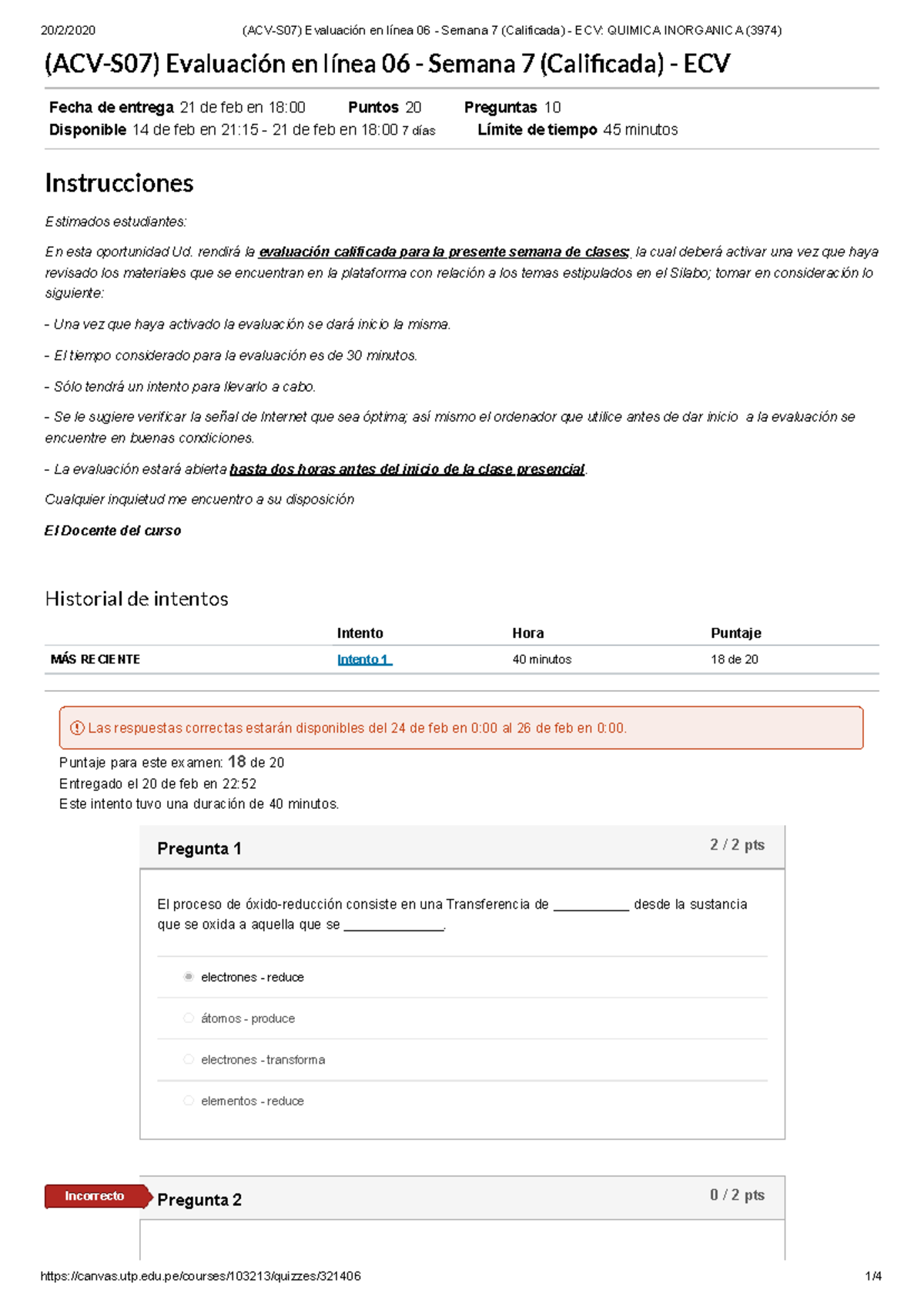 S07 Evaluación en línea 06 - Semana 7 (Calificada) - ECV Quimica Inorganica (3974) - (ACV-S07 ...