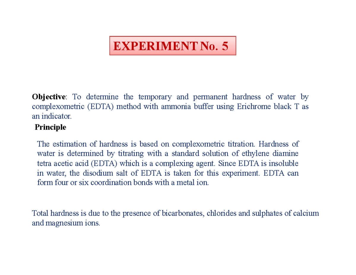 E 5 - useful experiments for chemistry students - EXPERIMENTNo. 5 ...