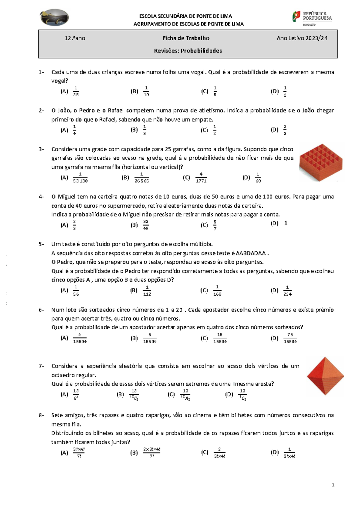 17-Ficha de reviões teste spm-probabilidade - ESCOLA SECUNDÁRIA DE ...