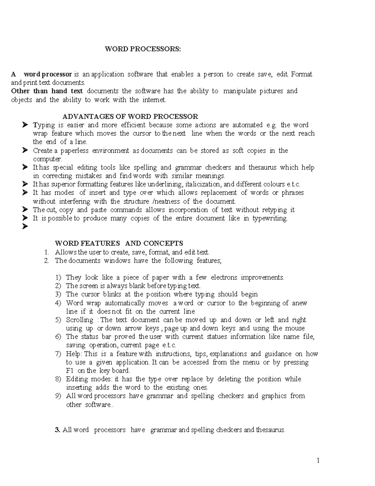 Computer Application Notes - other dep - WORD PROCESSORS: A word ...