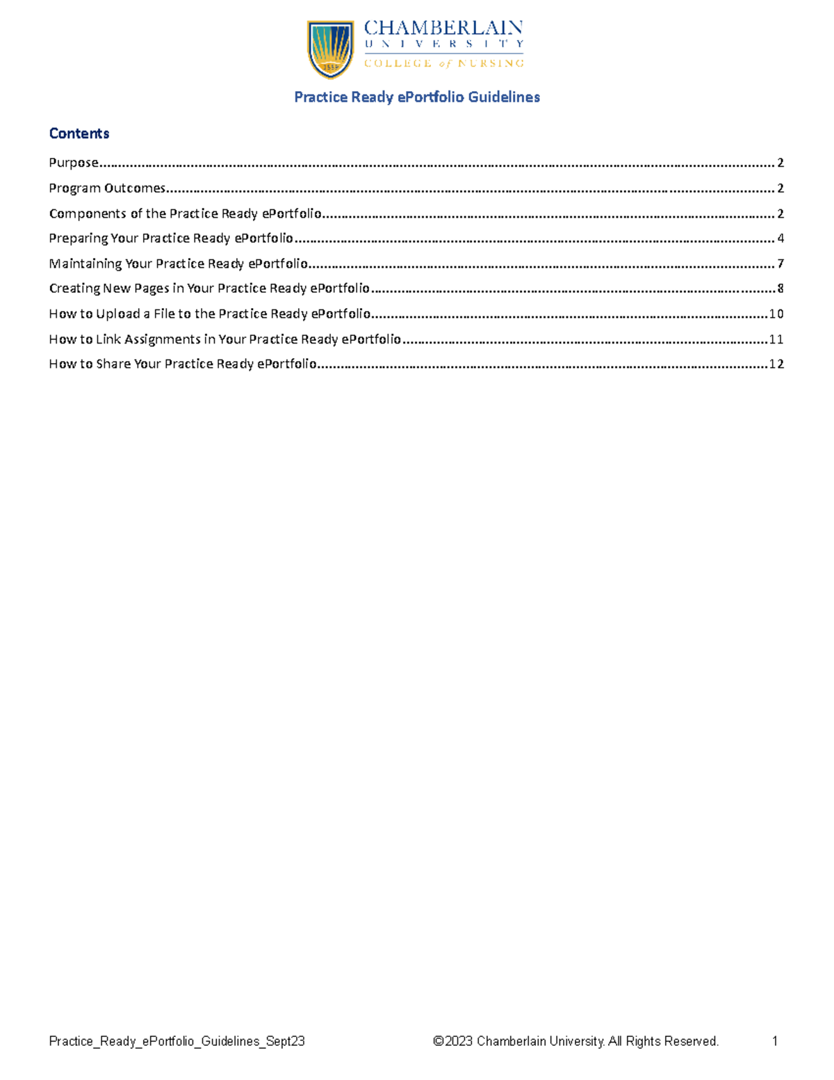 Practice Ready e Portfolio Guidelines Sept23 - Contents - Studocu