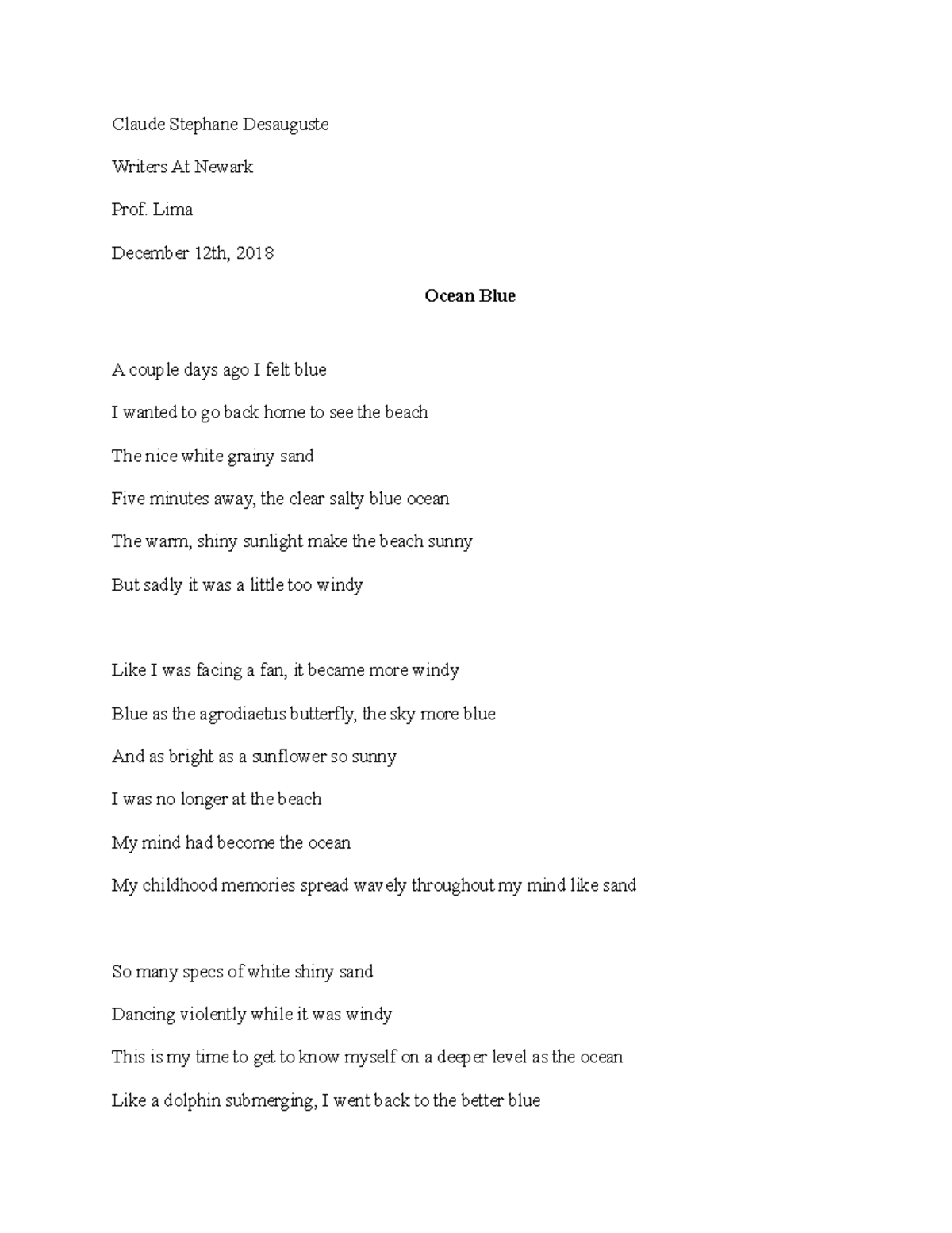 CA3 - notes for creative writing - Claude Stephane Desauguste Writers ...