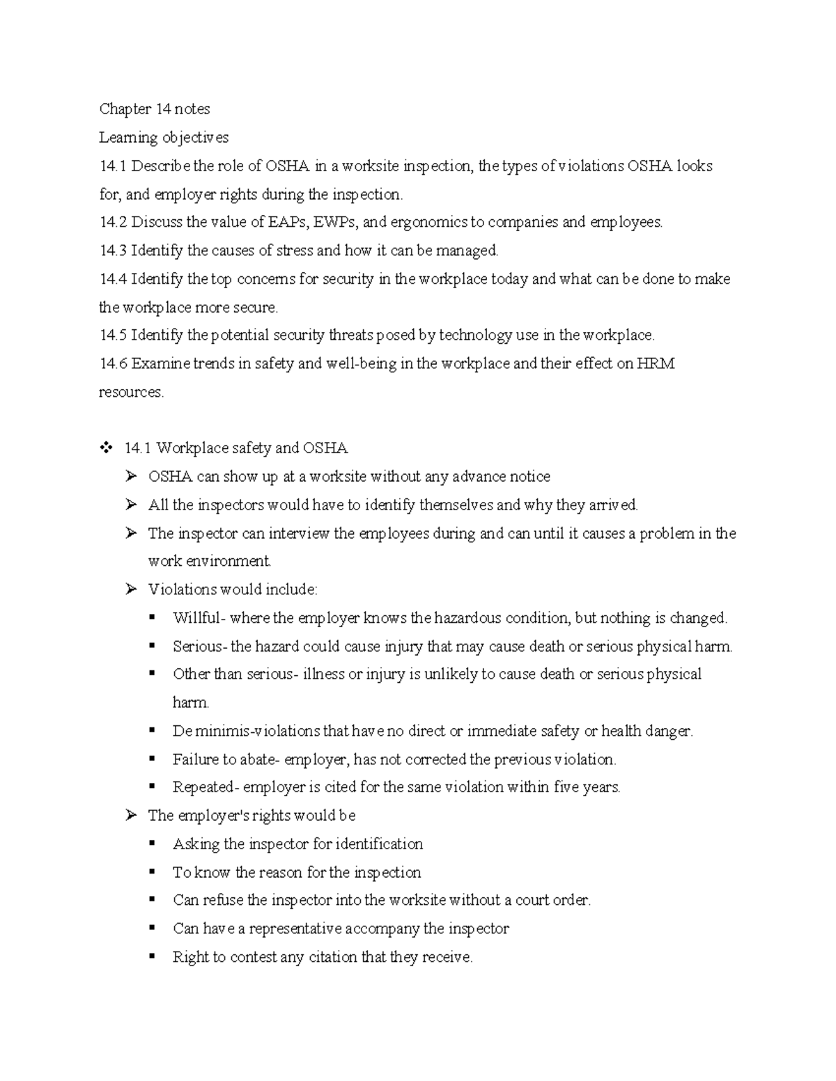 Chapter 14 notes - Chapter 14 notes Learning objectives 14 Describe the ...