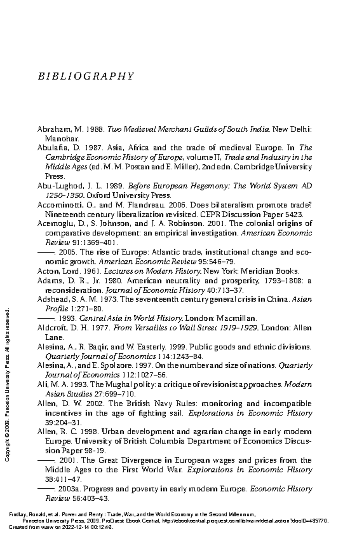 Power and Plenty Trade War and the World Economy i... - ( Bibliography ...