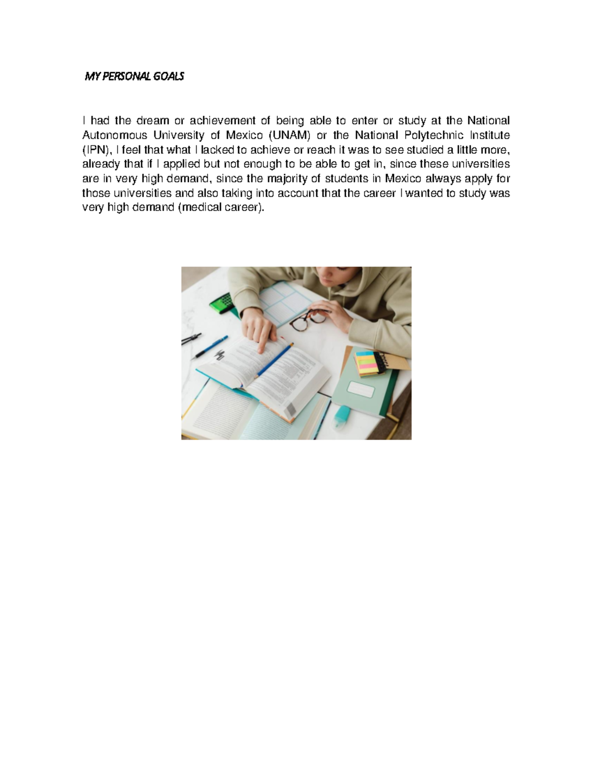 MY Personal Goals - Metas - MY PERSONAL GOALS I had the dream or ...