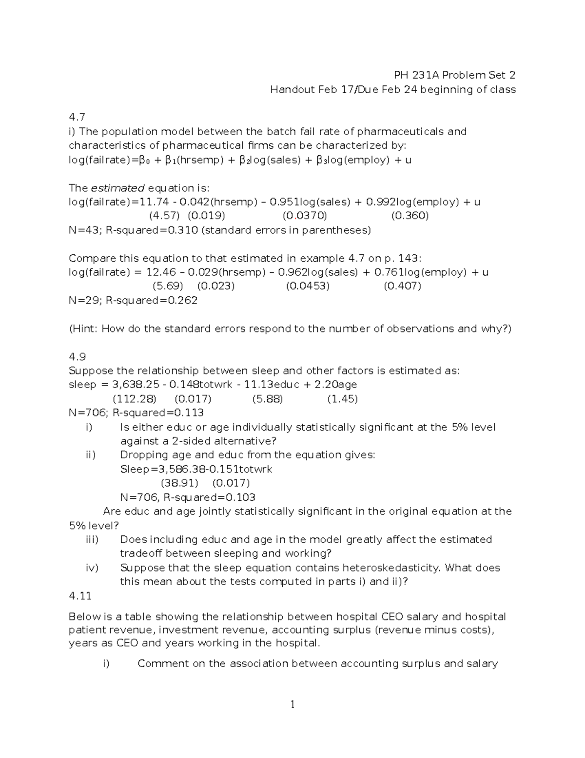 Problem Set 2 assignment - 2022 assigned - PH 231A Problem Set 2 ...
