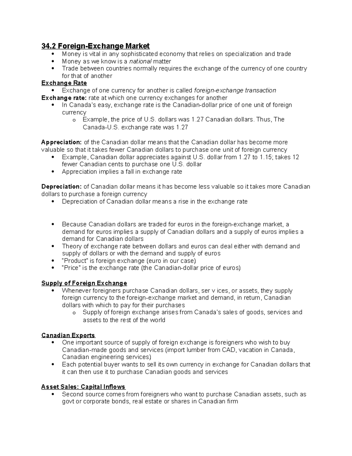 Chapter 34 - lecture notes - 34 Foreign-Exchange Market Money is vital ...