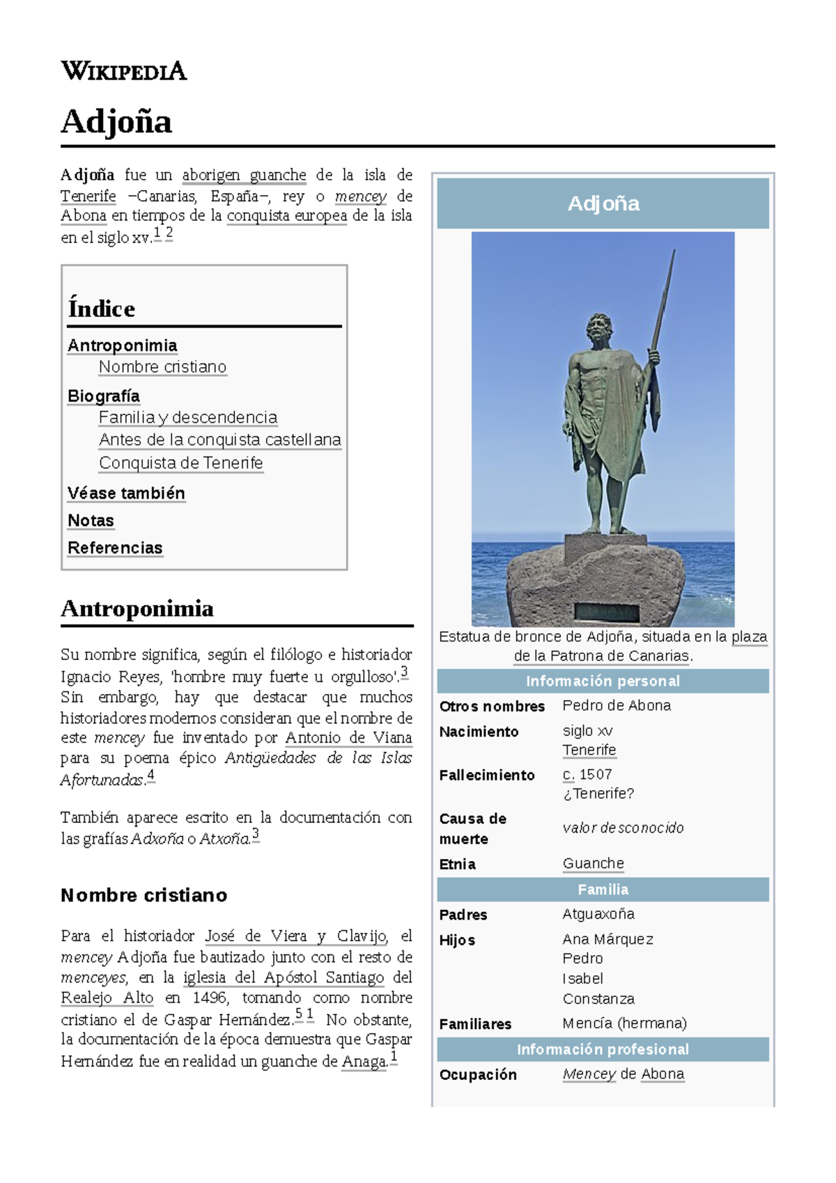 Adjoña - Adjoña Estatua de bronce de Adjoña, situada en la plaza de la ...