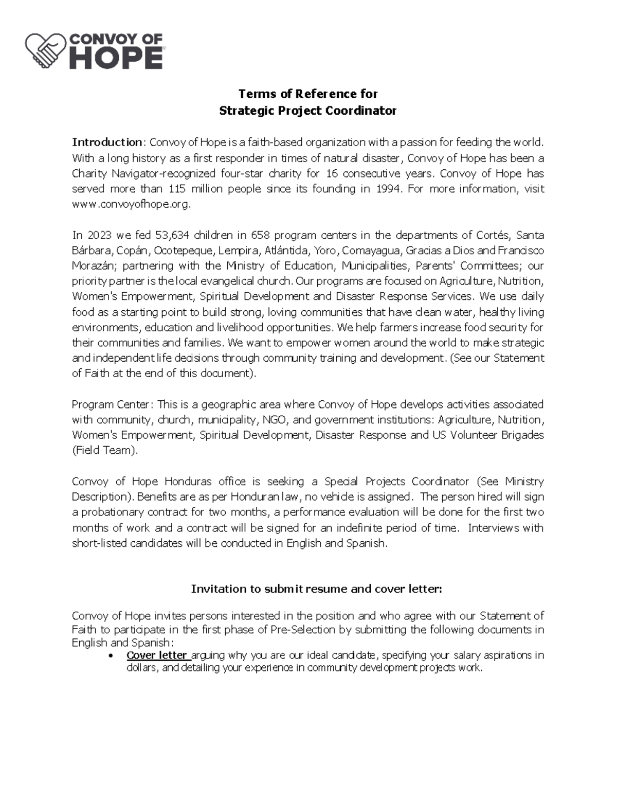 Td R - Strategic Projects Coordinator ENG - Terms of Reference for ...