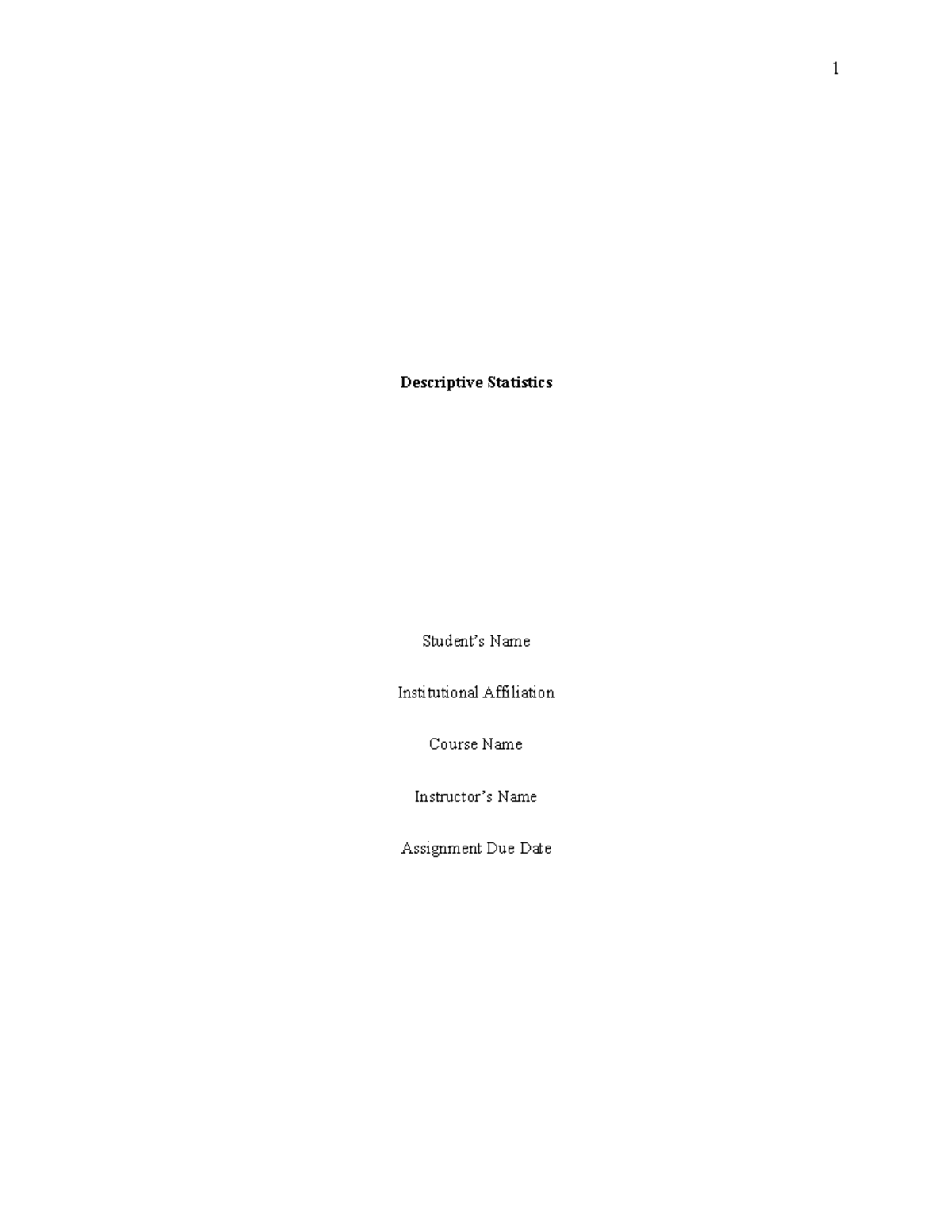 Data collection - research paper - Descriptive Statistics Student’s ...