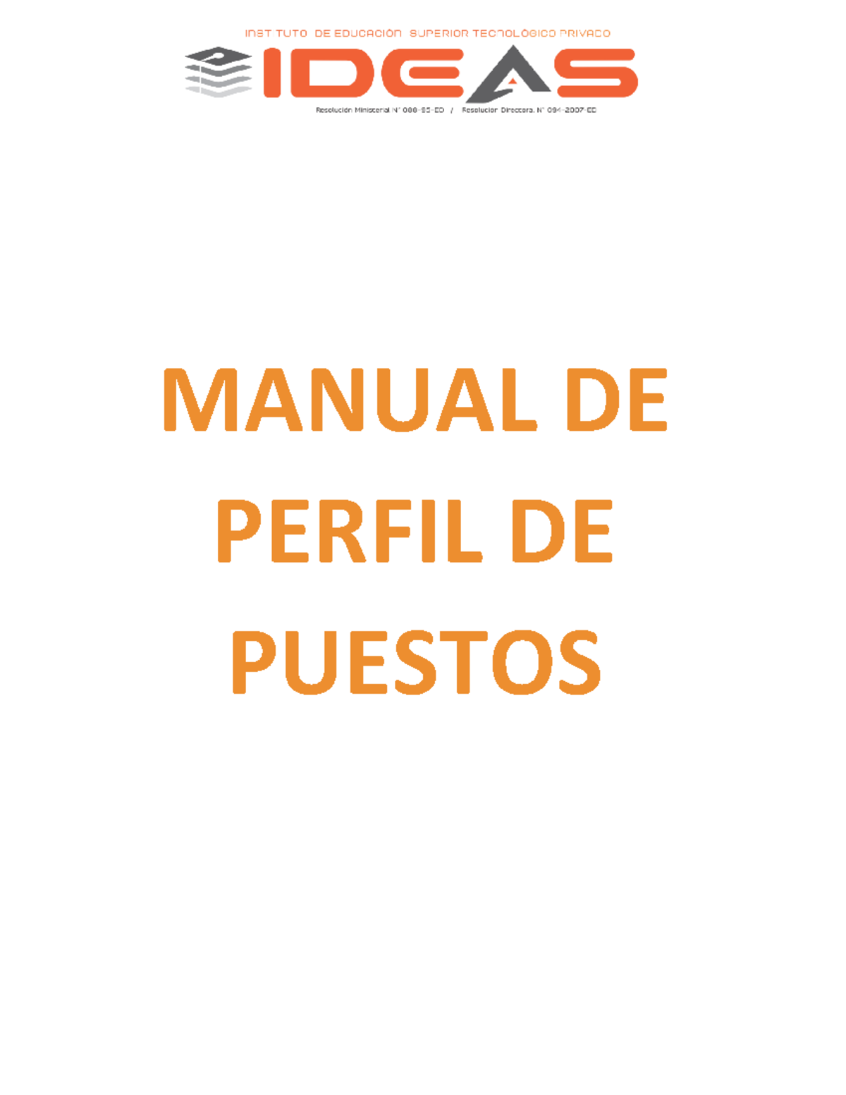 Manual DE Perfil DE Puestos - MANUAL DE PERFIL DE PUESTOS PRESENTACIÓN ...