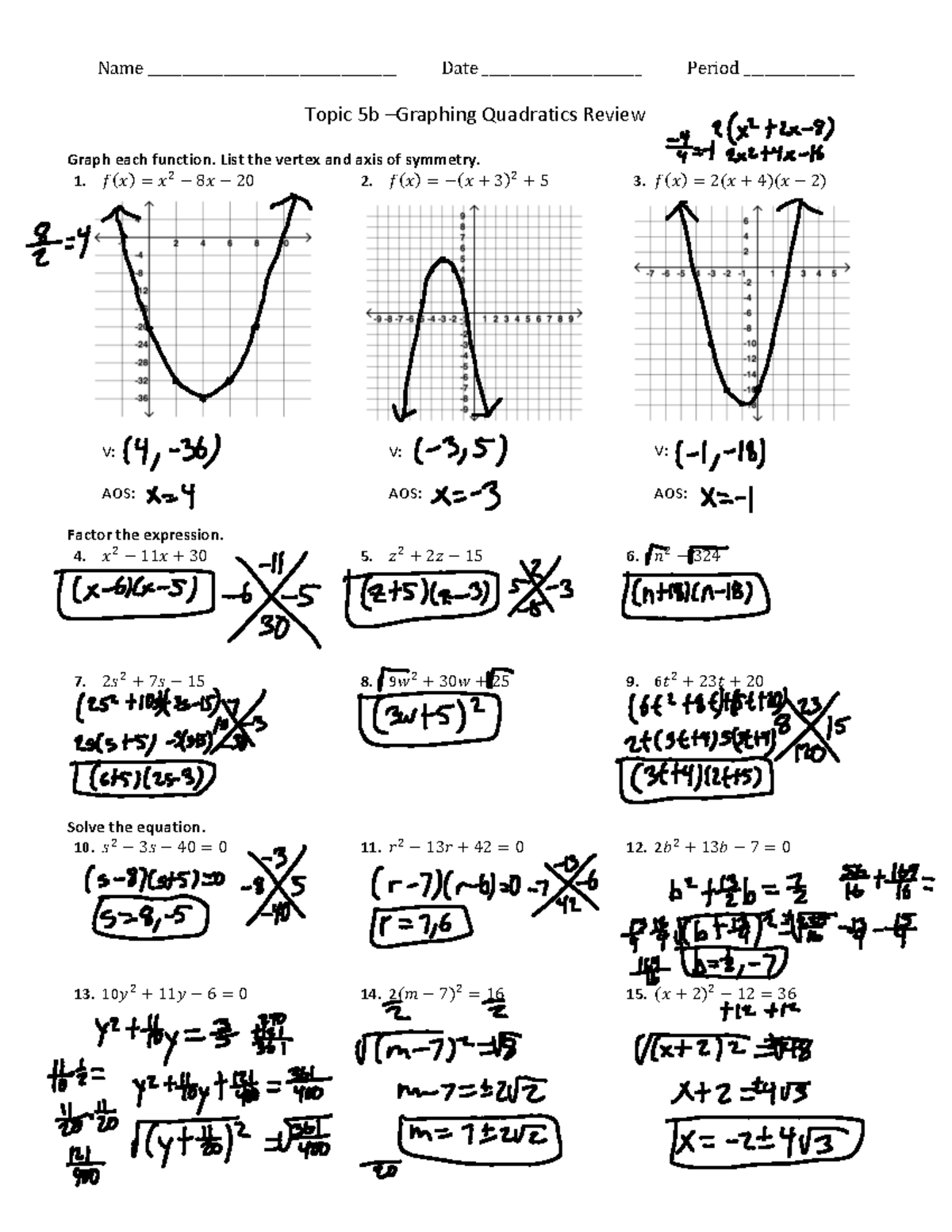 0+-+Graphing+Quadratics+Review - Name ...