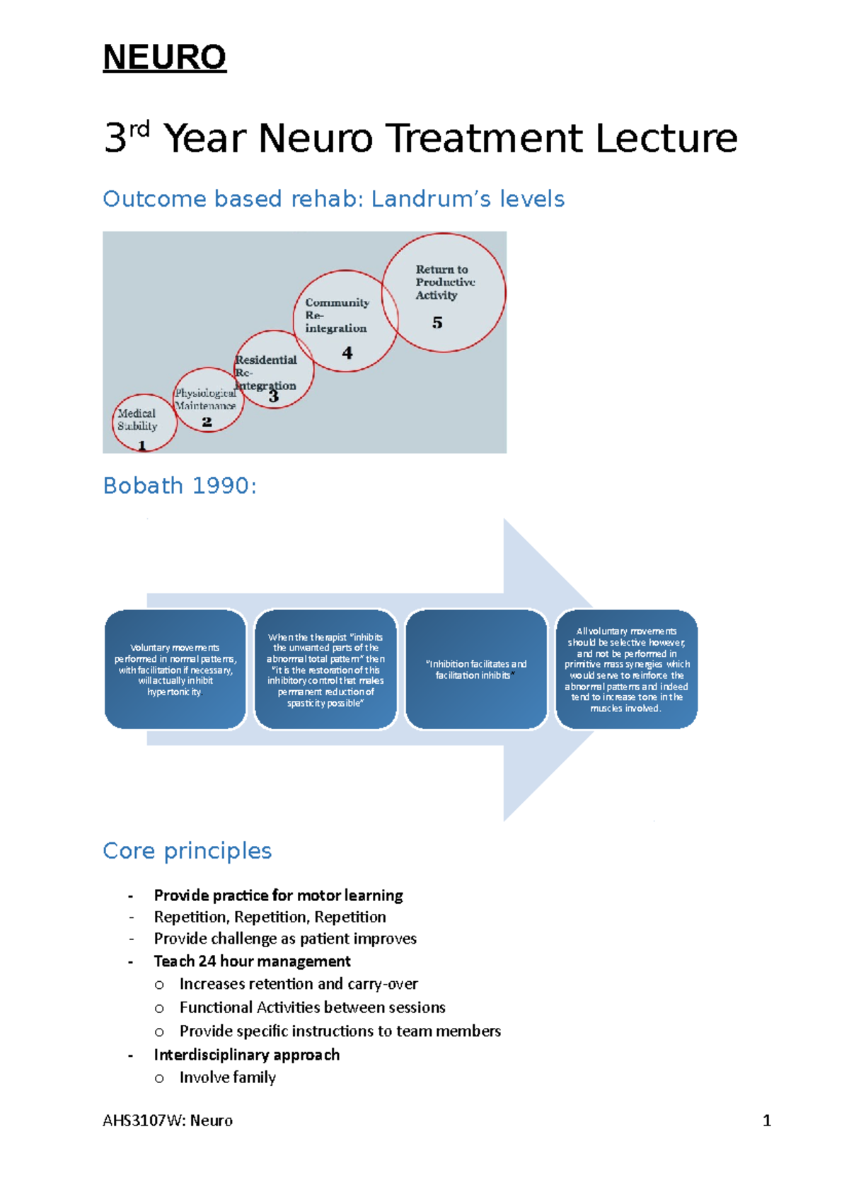 Neurology Summary Notes - NEURO 3rd Year Neuro Treatment Lecture ...