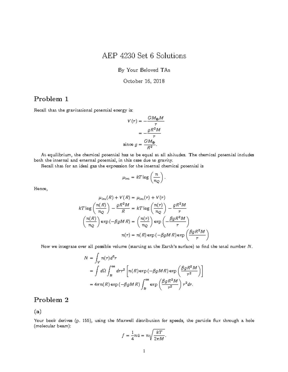 Solutions homework 6 - AEP 4230 Set 6 Solutions Your Beloved TAs ...