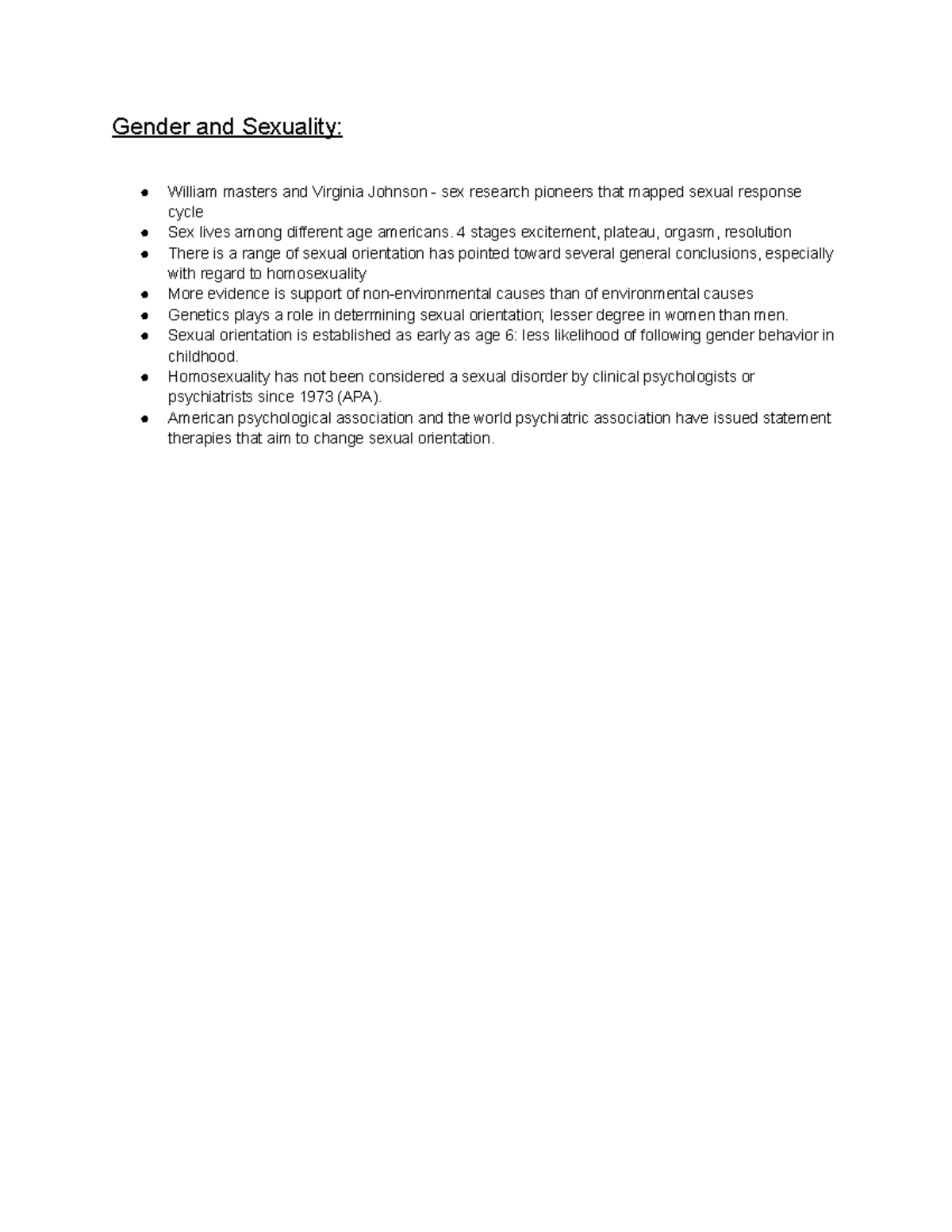 General psychology notes #6 Gender and Sexuality - Gender and Sexuality ...