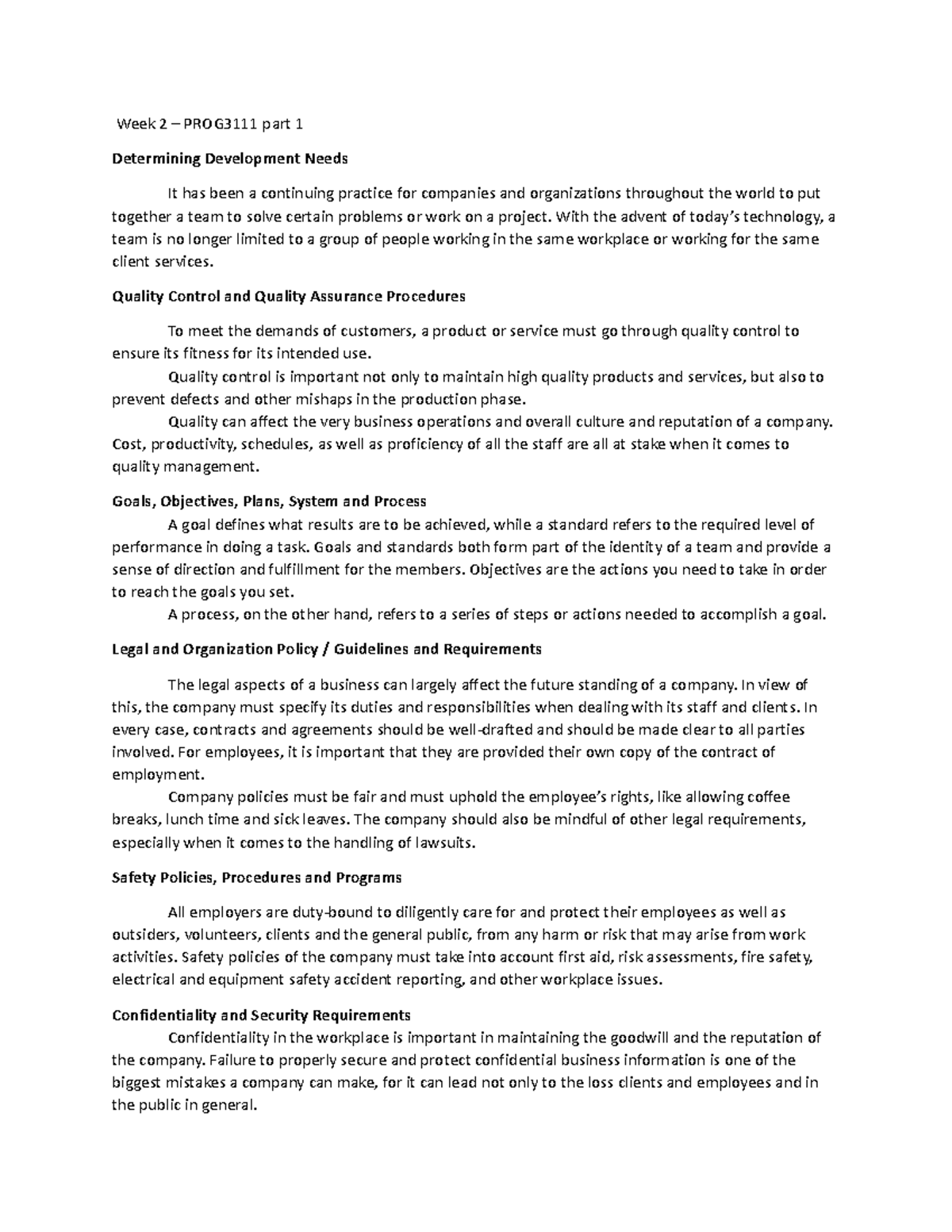 PROG3111(Java)part1(week2) - Week 2 – PROG3111 part 1 Determining Development Needs It has been ...