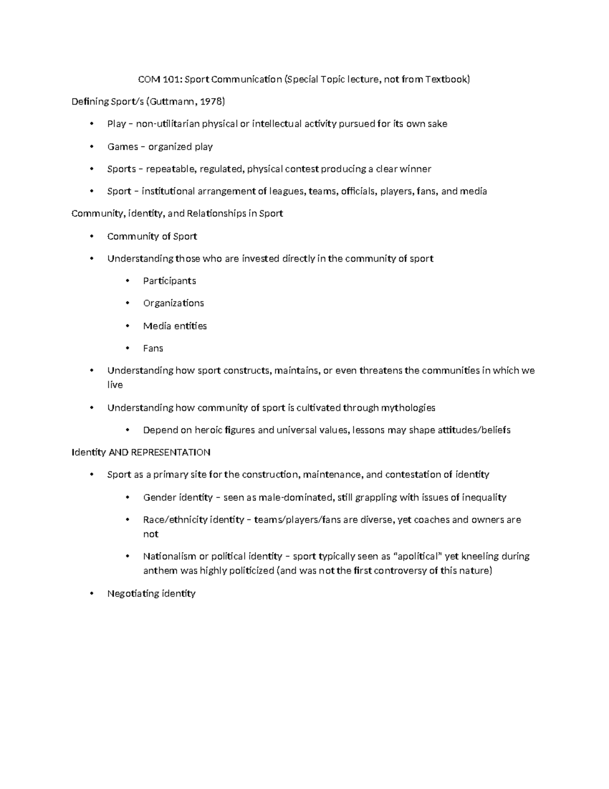 sport communiaton - COM 101: Sport Communication (Special Topic lecture ...
