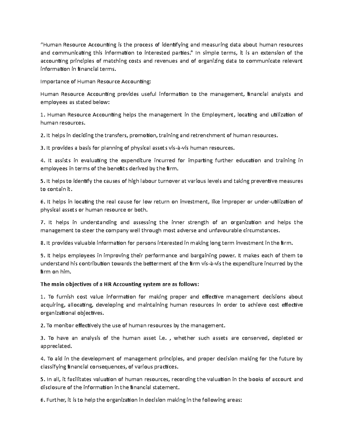 HR Accounting - HRM material given by Santhosh Sir - “Human Resource ...