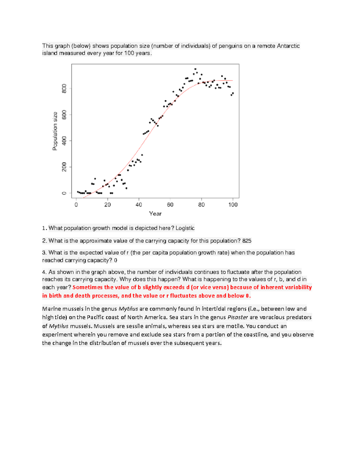 Chapter 10 activity BIO - This graph (below) shows population size ...