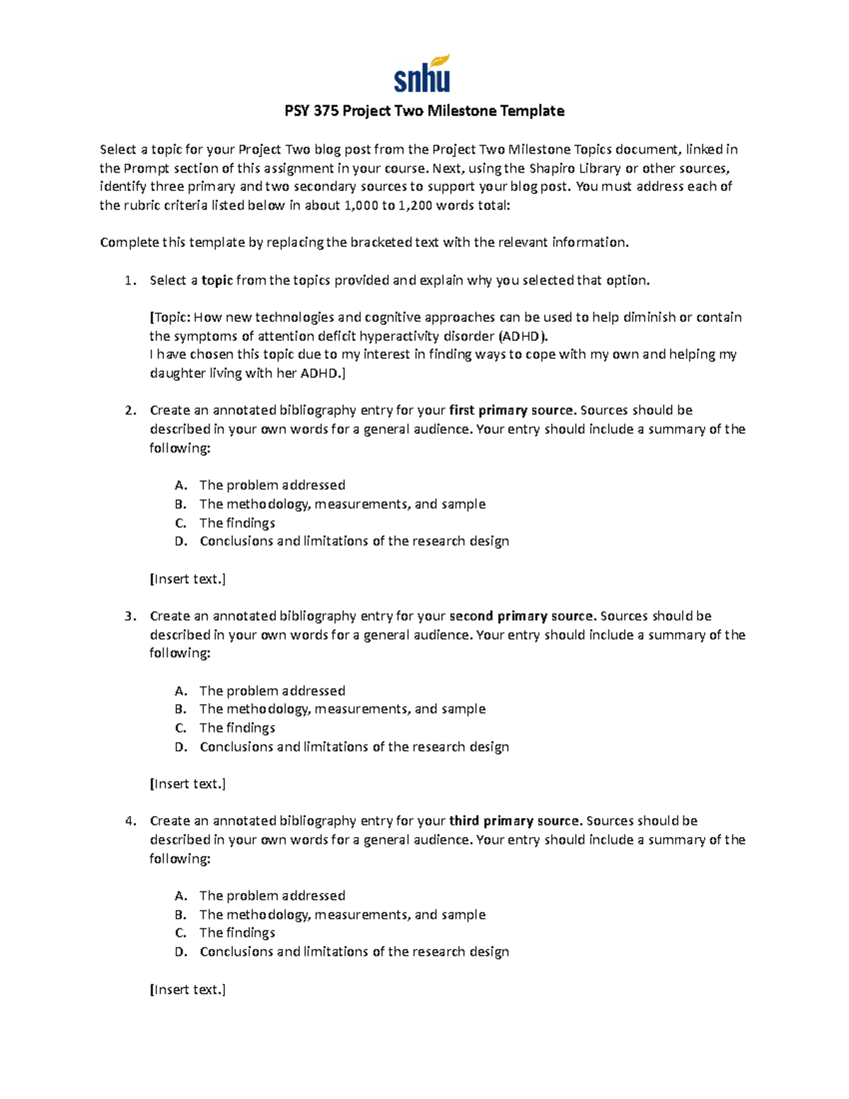 D.Nance - PSY 375 Project Two Milestone - PSY 375 Project Two Milestone ...