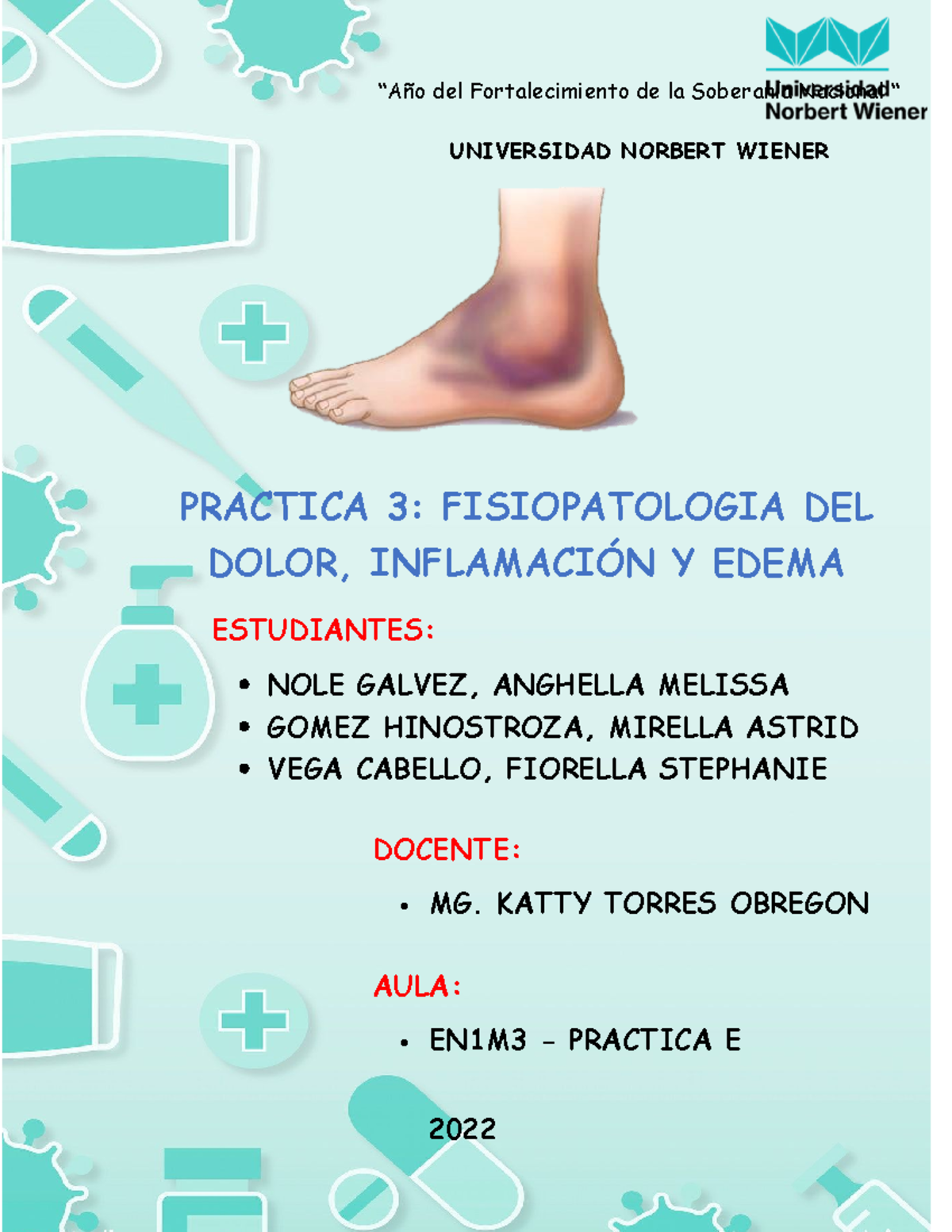 3. Práctica Dolor, inflamacion y edema - PRACTICA 3: FISIOPATOLOGIA DEL ...