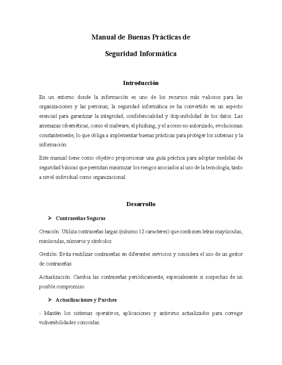 Tarea Pr-ctica 3 - ,,,, - Manual de Buenas Prácticas de Seguridad Informática Introducción En un ...