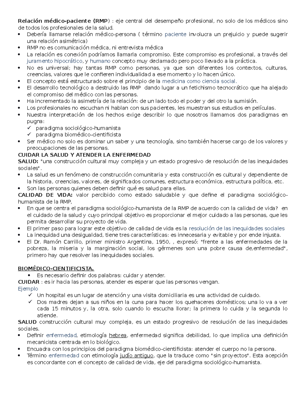 CAP 1 Medico Paciente - RESUMEN - Relación médico-paciente (RMP) : eje ...
