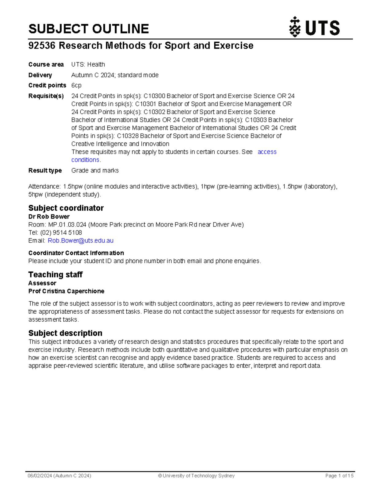 PDFs - overview - SUBJECT OUTLINE 92536 Research Methods for Sport and ...