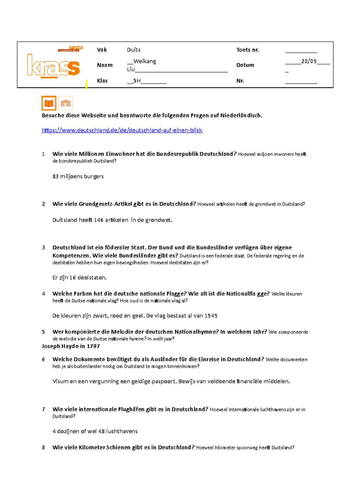 K3-4 M1 Toets 01 Deutschland auf einen Blick - Vak Duits Toets nr ...