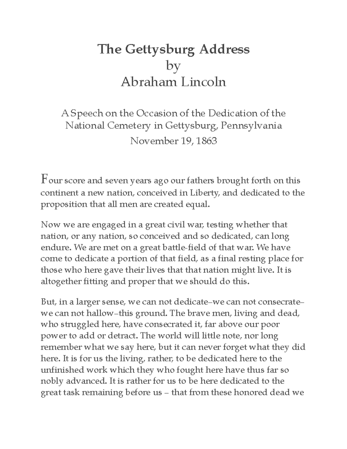 A lincoln anthology 003 the gettysburg address - The Gettysburg Address ...