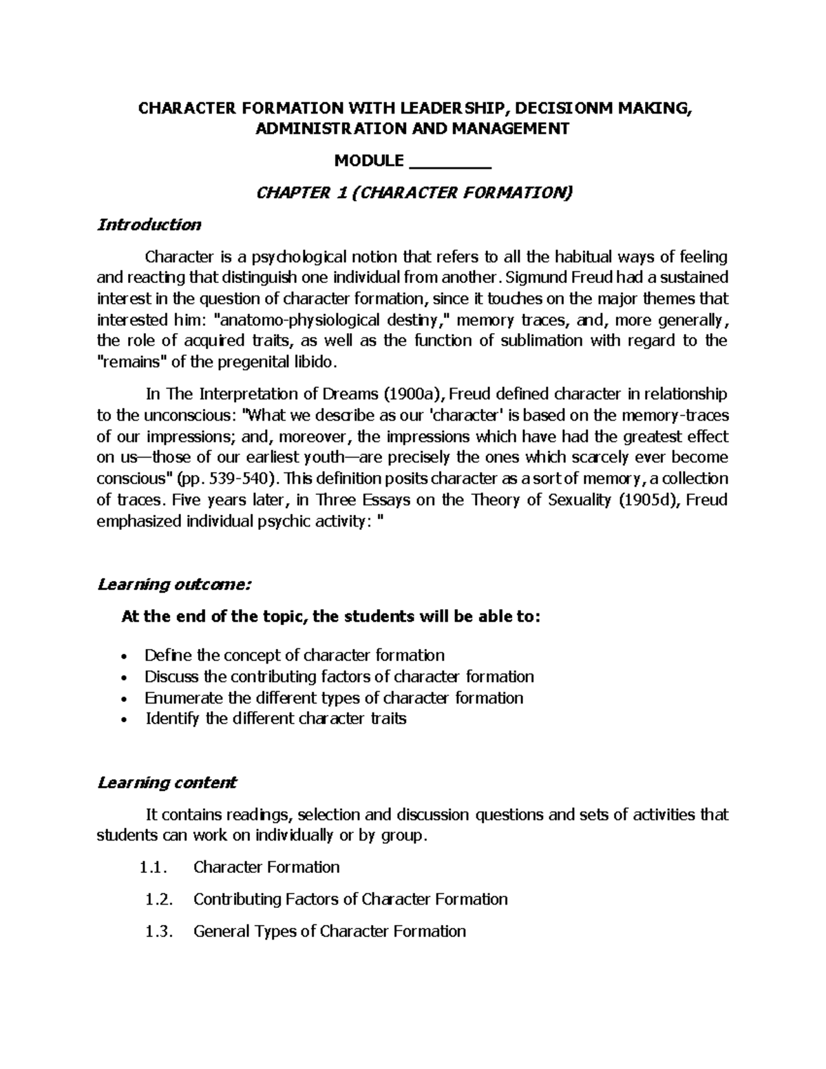 Character formation 2 - Ngrc nbgfc - CHARACTER FORMATION WITH ...